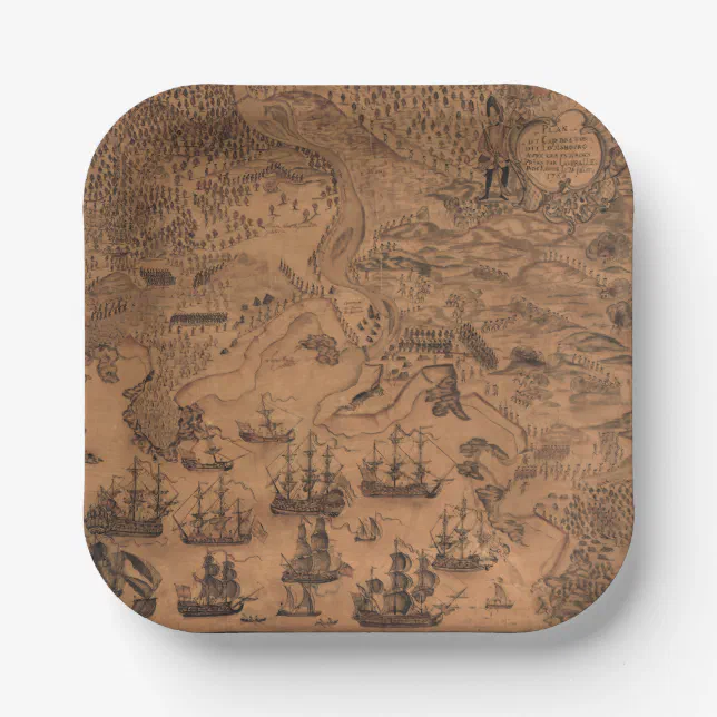 Antique map Pirate birthday party Paper Plates | Zazzle
