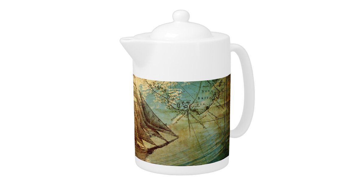 Antique Map - Teapot | Zazzle