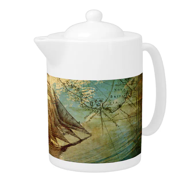 Antique Map - Teapot | Zazzle