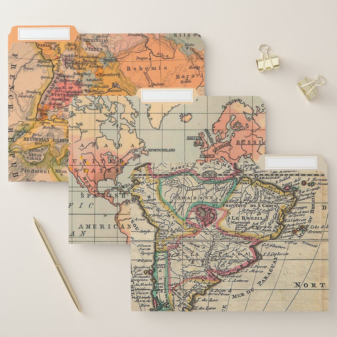 Antique Maps File Folder | Zazzle