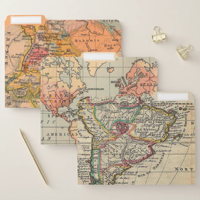 Antique Maps File Folder | Zazzle
