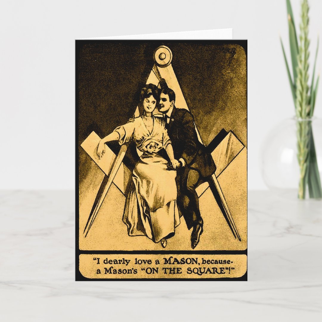 Antique Masonic Freemason Square Love Valentine Holiday Card | Zazzle