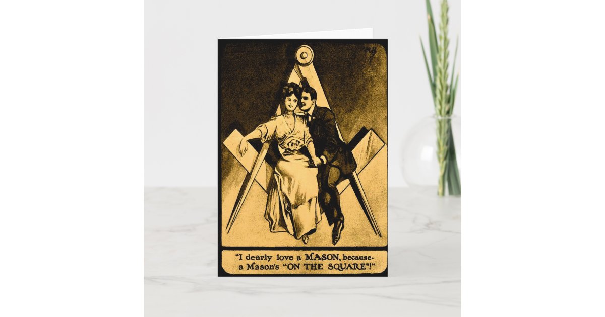 Antique Masonic Freemason Square Love Valentine Holiday Card | Zazzle