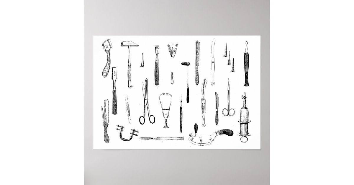 Antique medical instruments poster | Zazzle