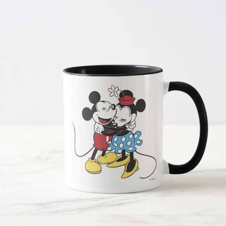 Antique Mickey and Minnie Mouse hugging laughing Mug | Zazzle