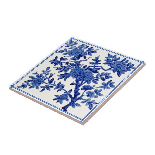 Antique Minton Blue White Aesthetic Floral Repro Ceramic Tile | Zazzle
