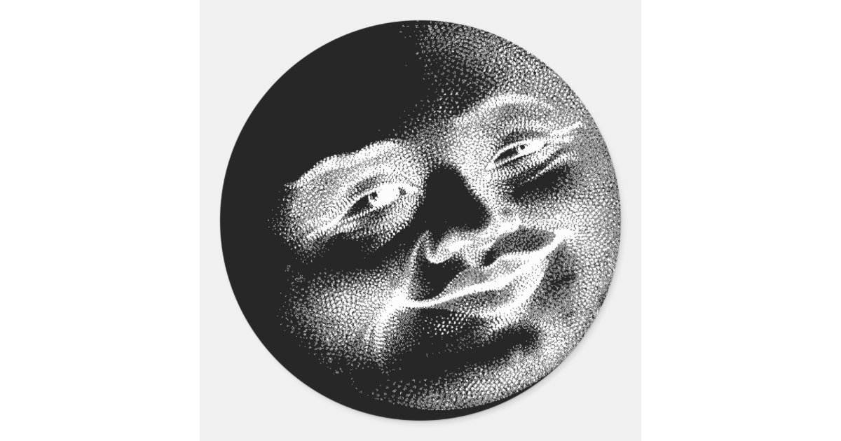 Antique Moon Face Classic Round Sticker | Zazzle