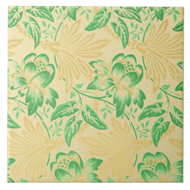 Antique Morning Glory French Floral Pattern Print Ceramic Tile | Zazzle