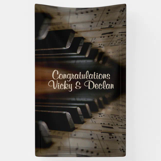 Antique Music Piano Lessons Custom Text Banner | Zazzle