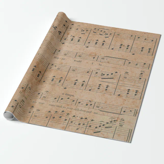 Antique Music Sheet Style 10 Wrapping Paper Roll | Zazzle