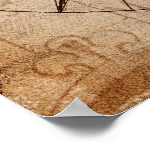 Antique nautical compass map poster | Zazzle