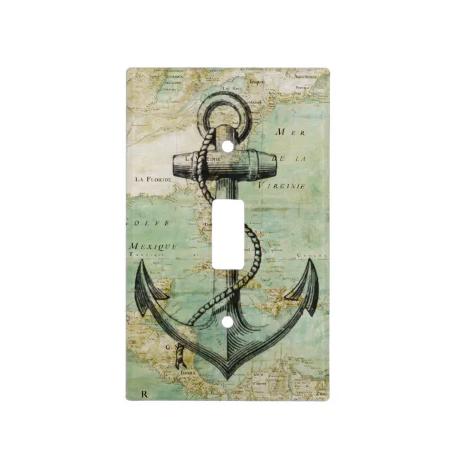 Antique Nautical Map & Anchor Light Switch Cover | Zazzle