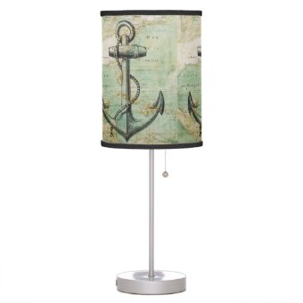 Antique Nautical Map with Anchor Table Lamp | Zazzle