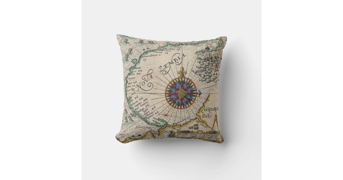 Antique Navigation Map Throw Pillow | Zazzle