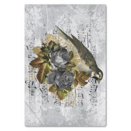 Antique Neutral Floral Bird Tissue Paper | Zazzle