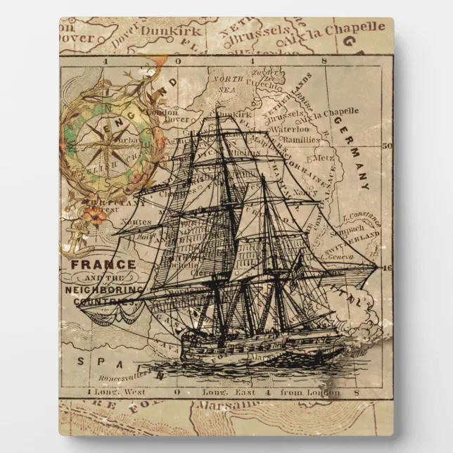 Antique Old General France Map & Ship Plaque | Zazzle