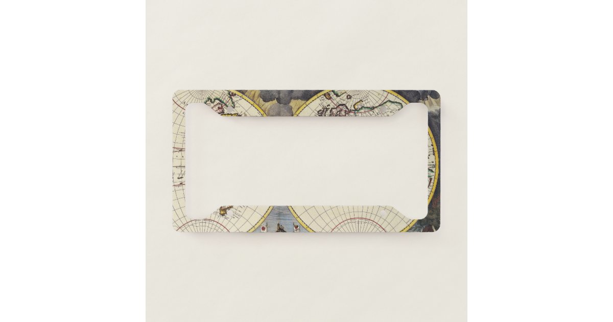 Antique Old Map Inspired (4) License Plate Frame | Zazzle