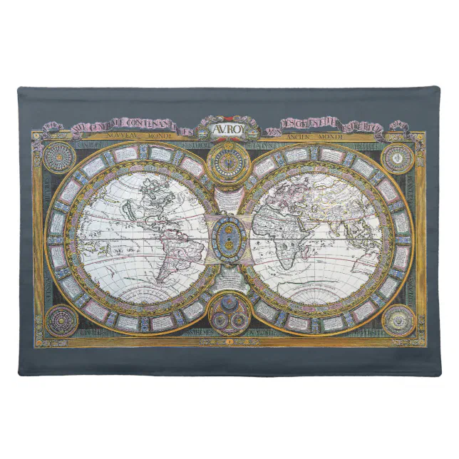Antique Old World Map by Claude Auguste Berey Cloth Placemat | Zazzle