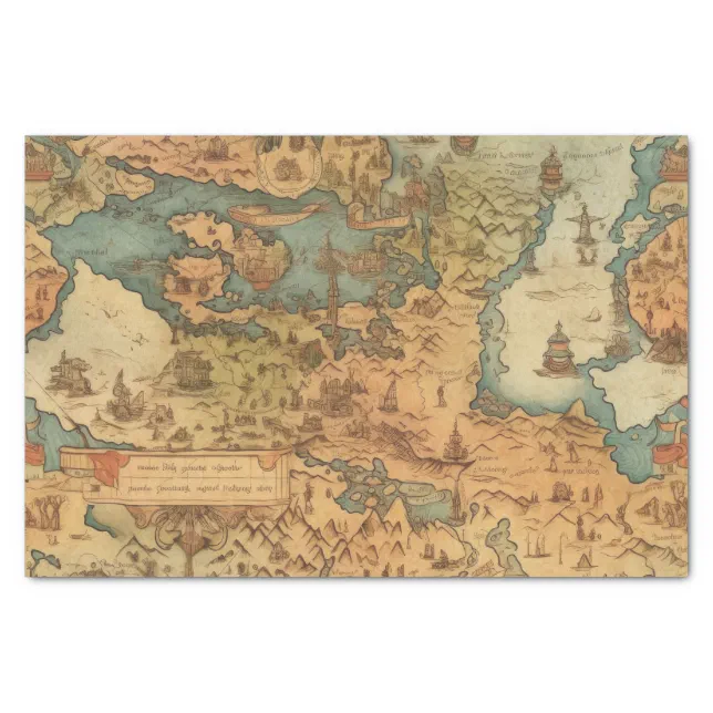 Antique Old World Map Decoupage Paper | Zazzle