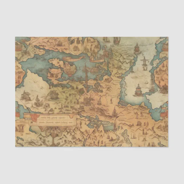 Antique Old World Map Decoupage Paper | Zazzle