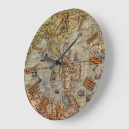 Antique Old World Map History Designer Clock | Zazzle