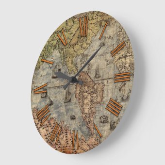 Antique Old World Map History Designer Clock | Zazzle