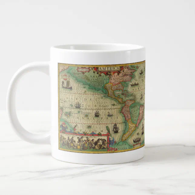 Antique Old World Map of the Americas by Hondius Large Coffee Mug | Zazzle