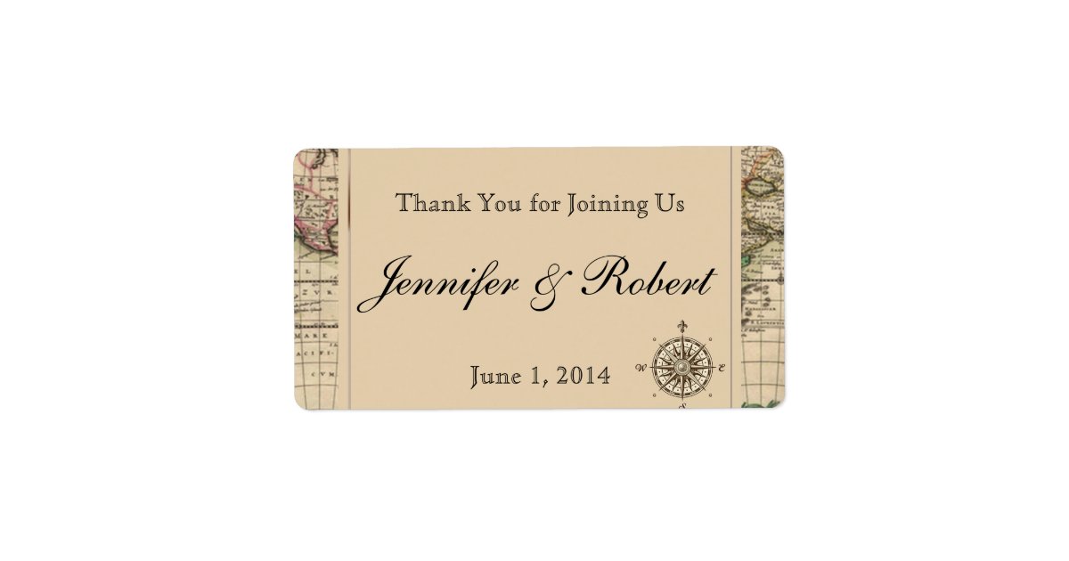 Antique Old World Map Water Bottle Label | Zazzle