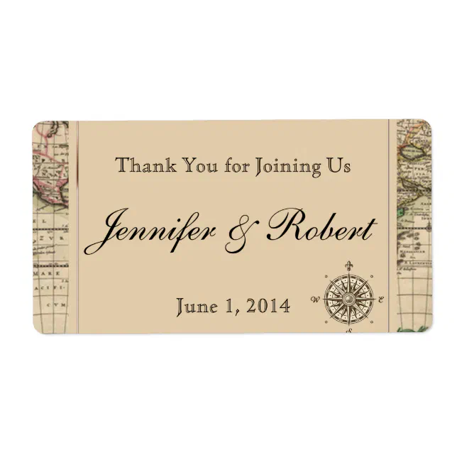 Antique Old World Map Water Bottle Label | Zazzle