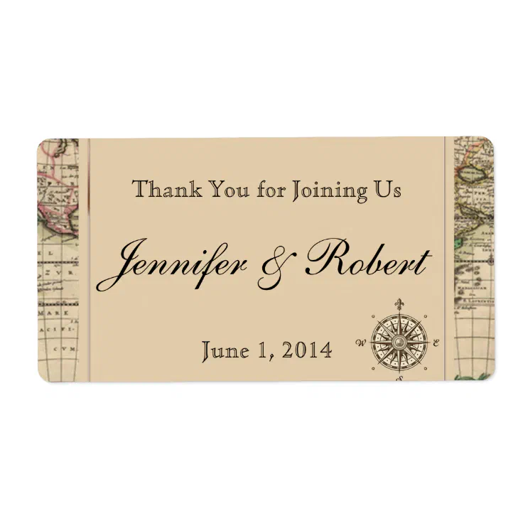 Antique Old World Map Water Bottle Label | Zazzle
