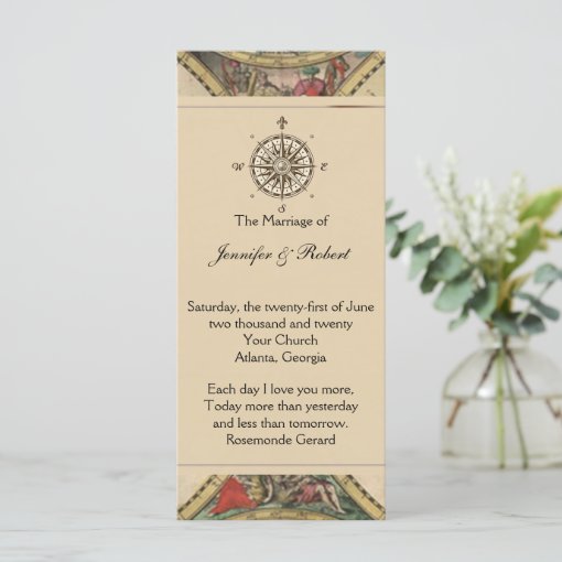 Antique Old World Map Wedding Program | Zazzle