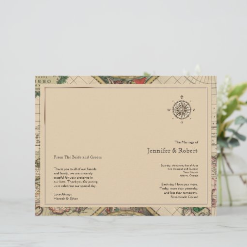 Antique Old World Map Wedding Program | Zazzle