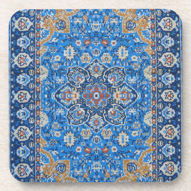 Antique Oriental Blue Turkish Persian Carpet Rug Beverage Coaster | Zazzle