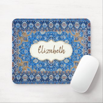 Antique Oriental Blue Turkish Persian Carpet Rug Mouse Pad | Zazzle