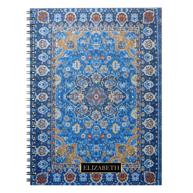 Antique Oriental Blue Turkish Persian Carpet Rug Notebook | Zazzle