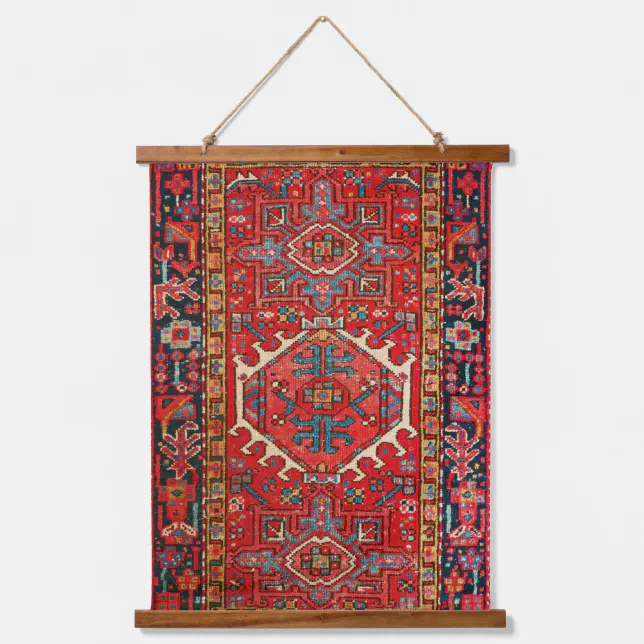 Antique Oriental Rug Pattern Red Tapestry | Zazzle