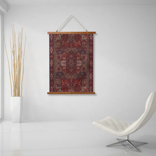 Antique Oriental Scarlet Red Persian Tabriz Rug Hanging Tapestry | Zazzle