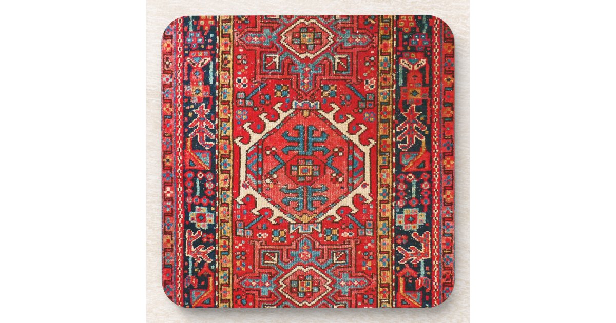 Antique Oriental Turkish Persian Carpet Beverage Coaster | Zazzle