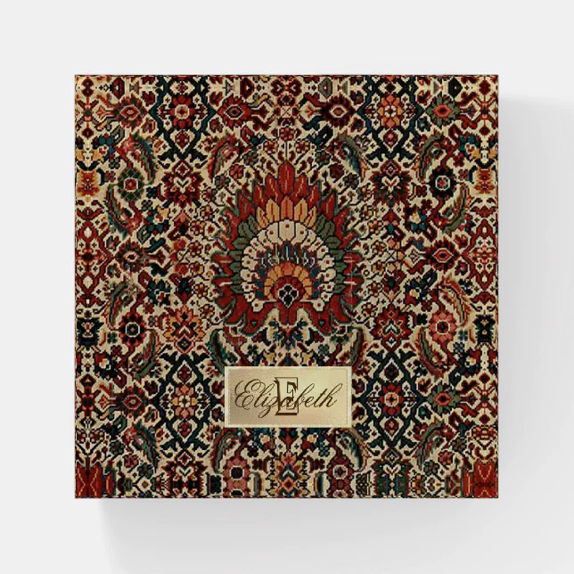 Antique Oriental Turkish Persian Carpet Monogram Paperweight | Zazzle