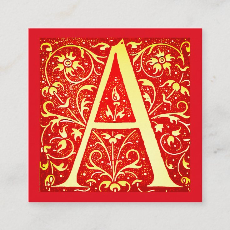 Antique ornamental monogram - capital A Square Business Card | Zazzle