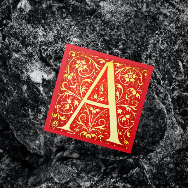 Antique ornamental monogram - capital A Square Business Card | Zazzle
