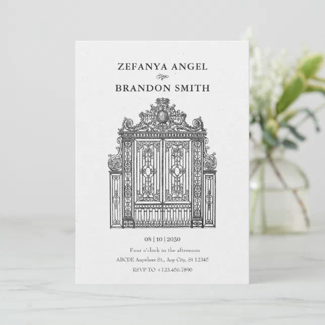 Antique Ornate Gate wedding Invitation | Zazzle