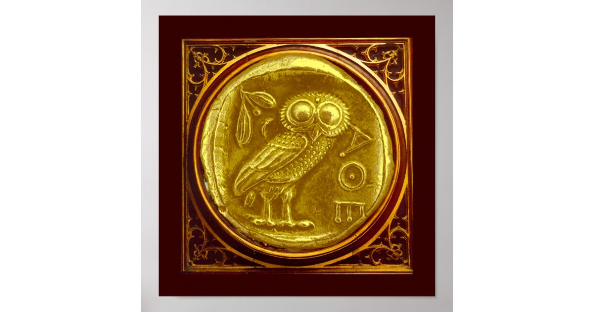ANTIQUE OWL GOLD COIN POSTER | Zazzle