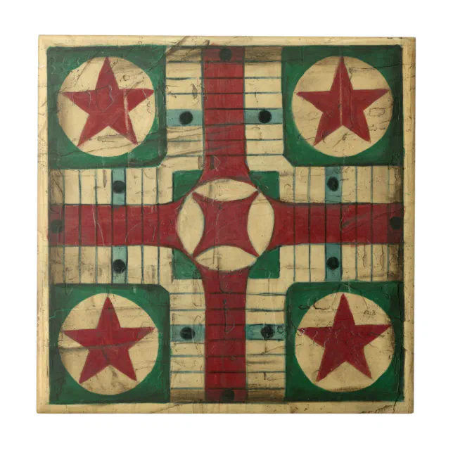 Antique Parcheesi Game Board by Ethan Harper Tile | Zazzle