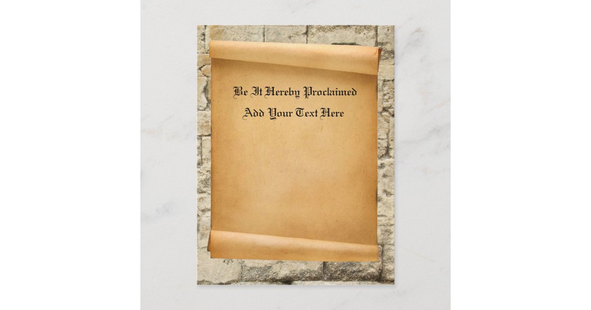 Antique parchment scroll with your text postcard | Zazzle