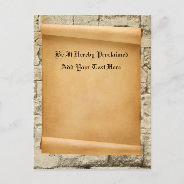Antique parchment scroll with your text postcard | Zazzle