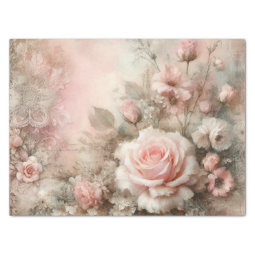 Antique Pastel Pink Rose Bouquet Decoupage Tissue Paper | Zazzle