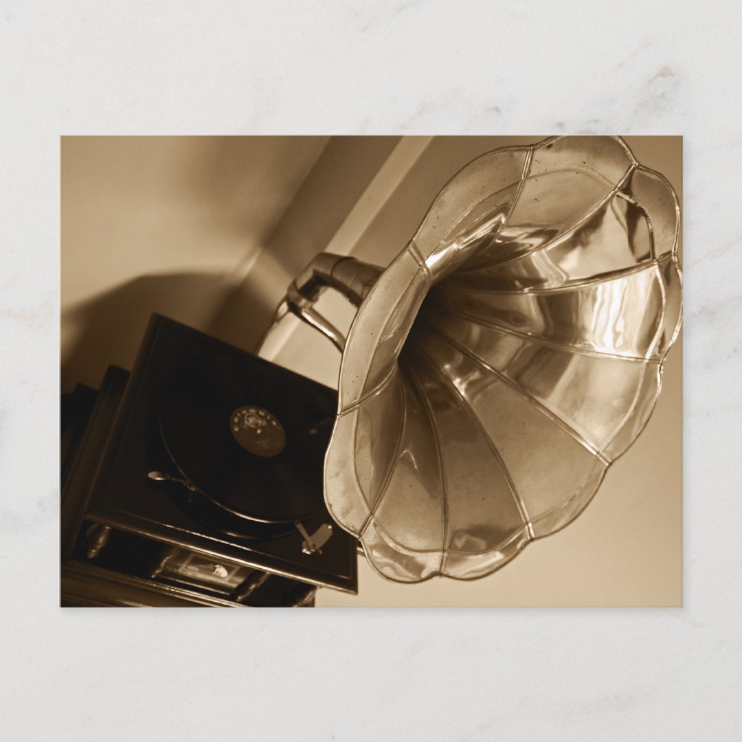 Antique Phonograph Gramophone Gifts Music Lovers Postcard | Zazzle