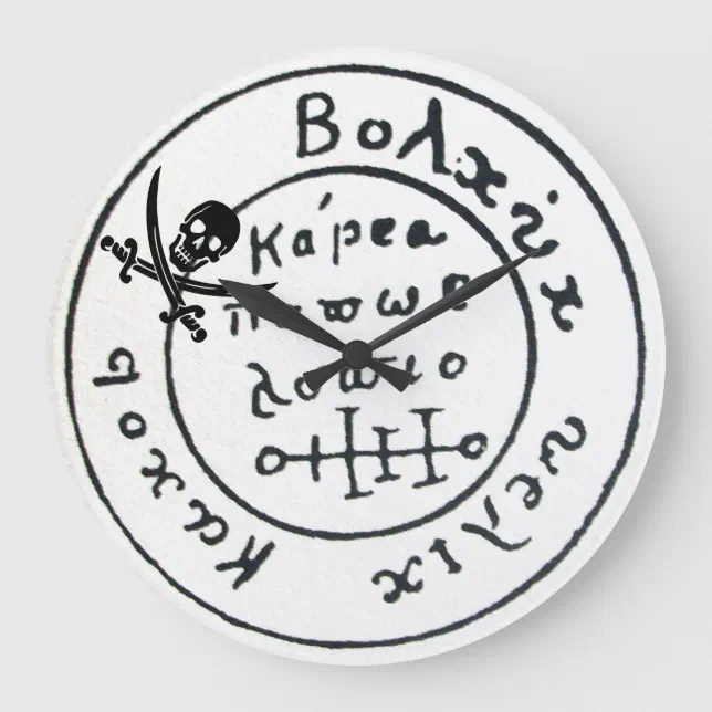 ANTIQUE PIRATES TREASURE MAP ,SKULL AND SWORDS LARGE CLOCK | Zazzle