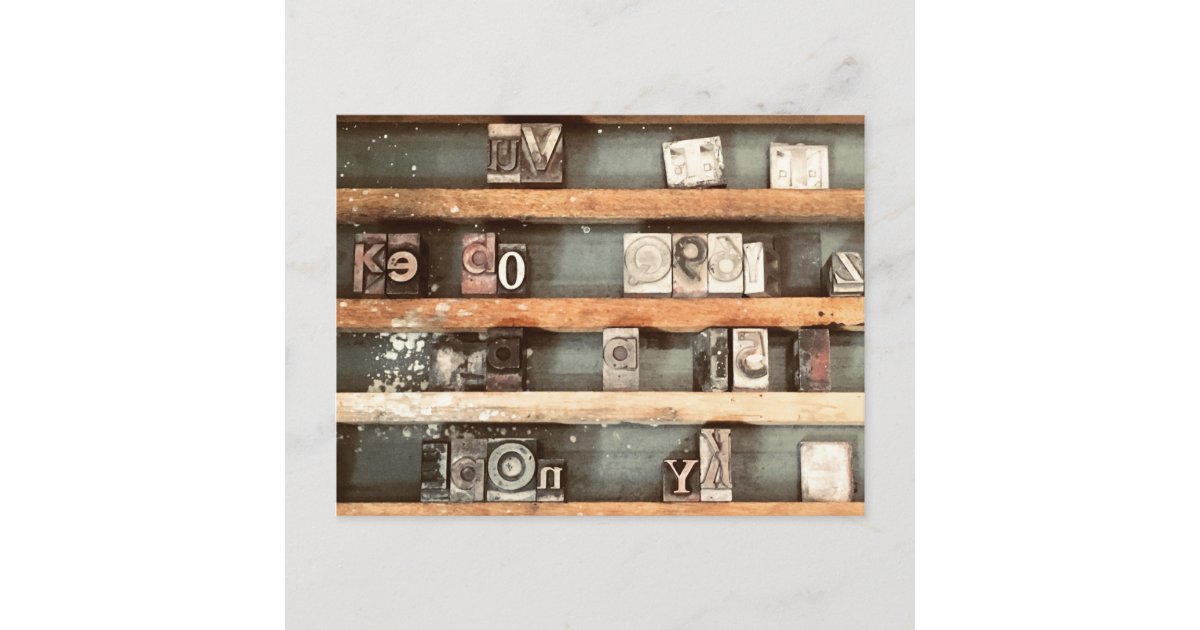 antique printing block stamps postcard | Zazzle
